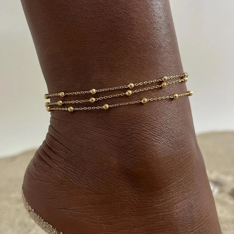 Golden Bubble Trio Anklet – Akinara