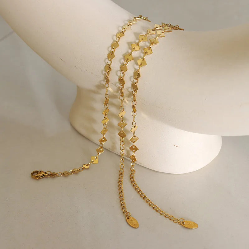 Golden Diamond Shaped Chain Anklet – Akinara